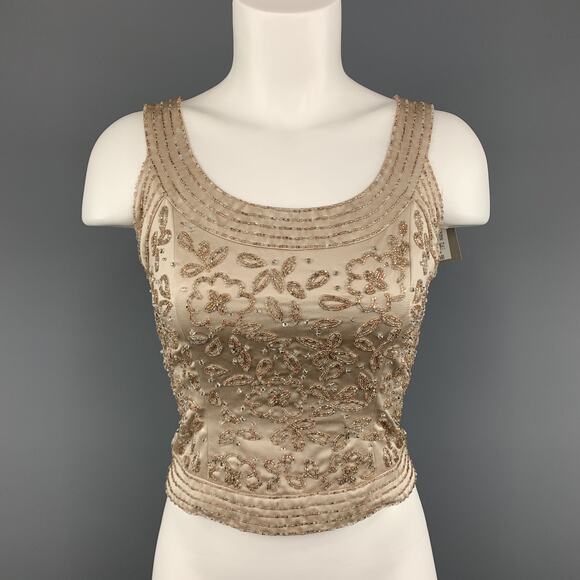 Neiman Marcus | Tops | Vintage Neiman Marcus Size 2 Beige Beaded Satin ...